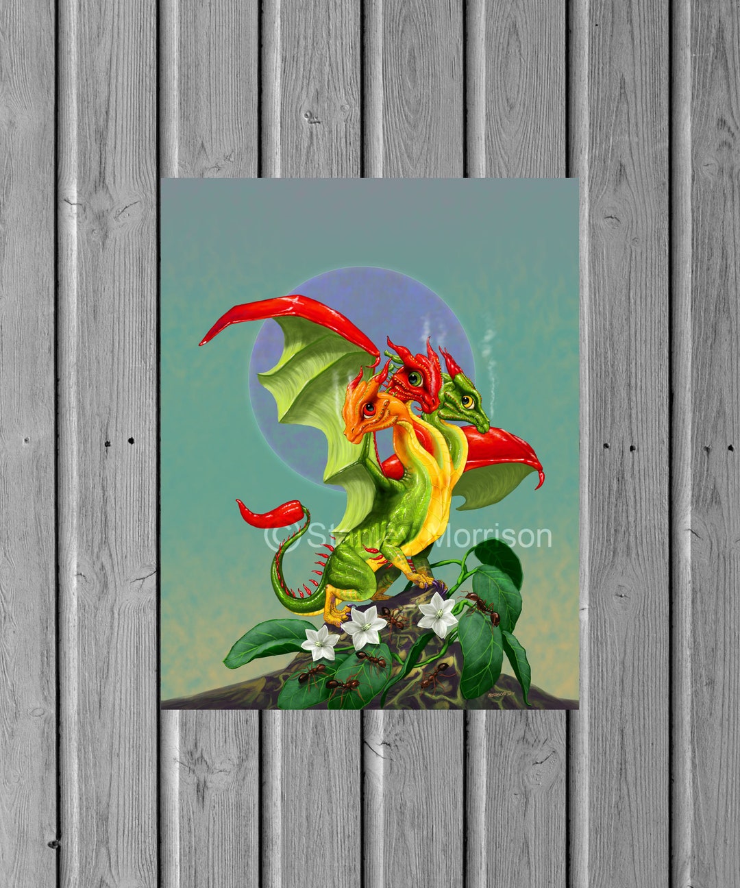 PEPPERS DRAGON Print 4x6, 8.5x11, or 11x14, Dragon Art, Dragon Poster ...