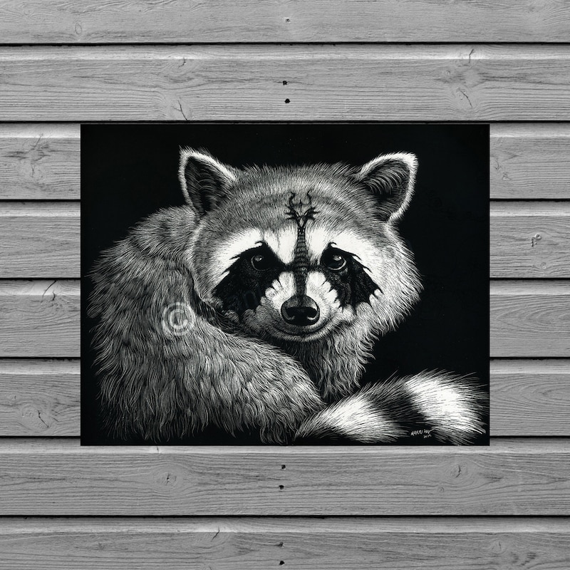 Scratchboard Animal Art - Etsy