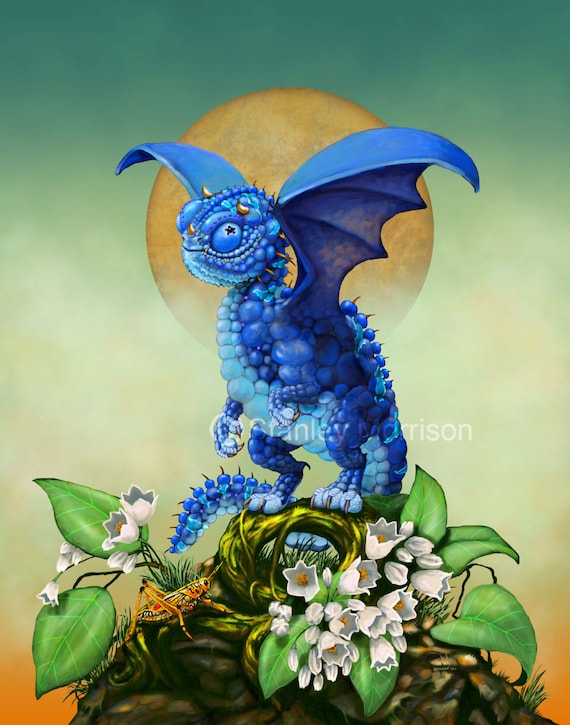 BLUEBERRY DRAGON Print 4x6 8.5x11 or 11x14 | Etsy