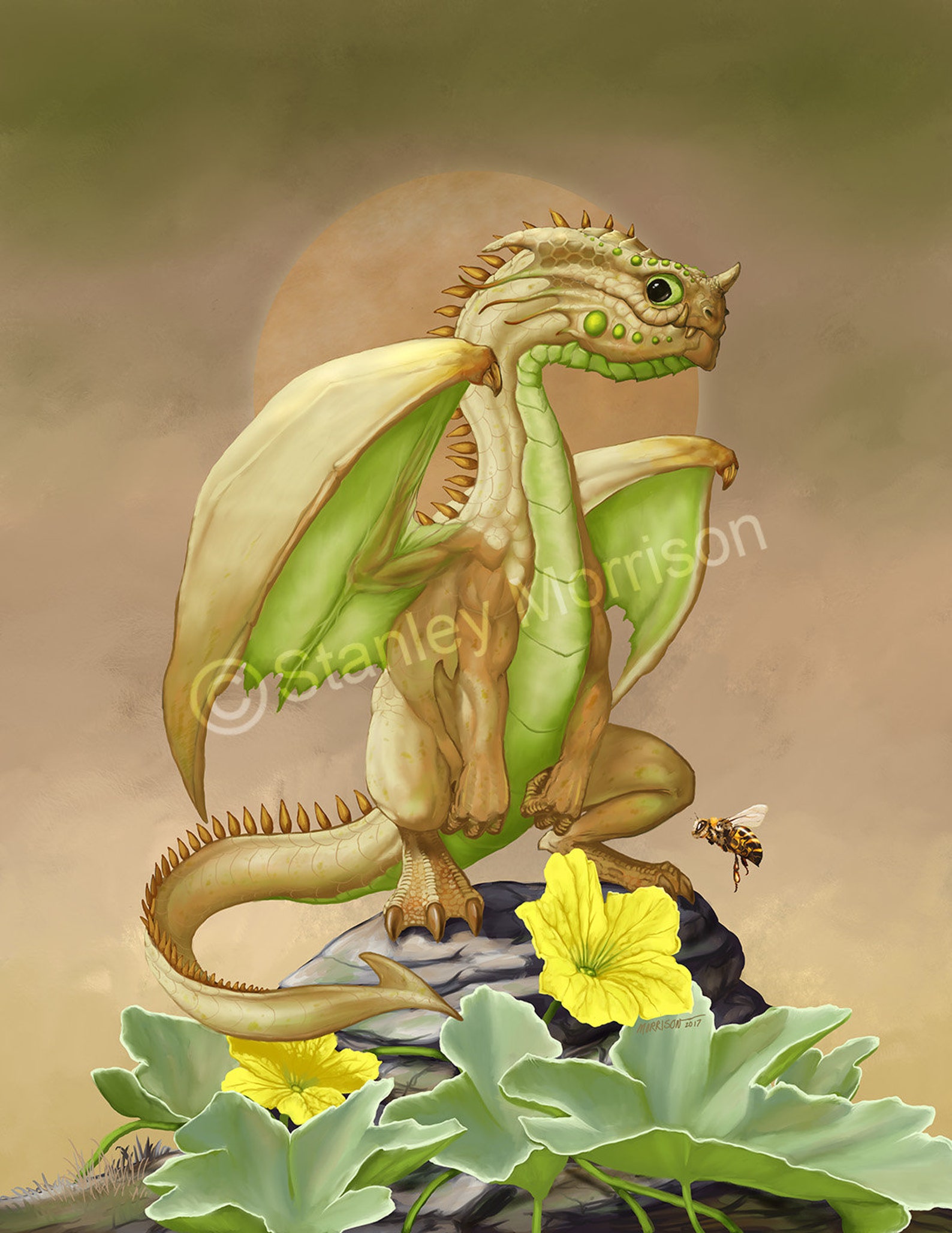 HONEY DEW DRAGON Print 4x6 8.5x11 or 11x14 Dragon Art - Etsy