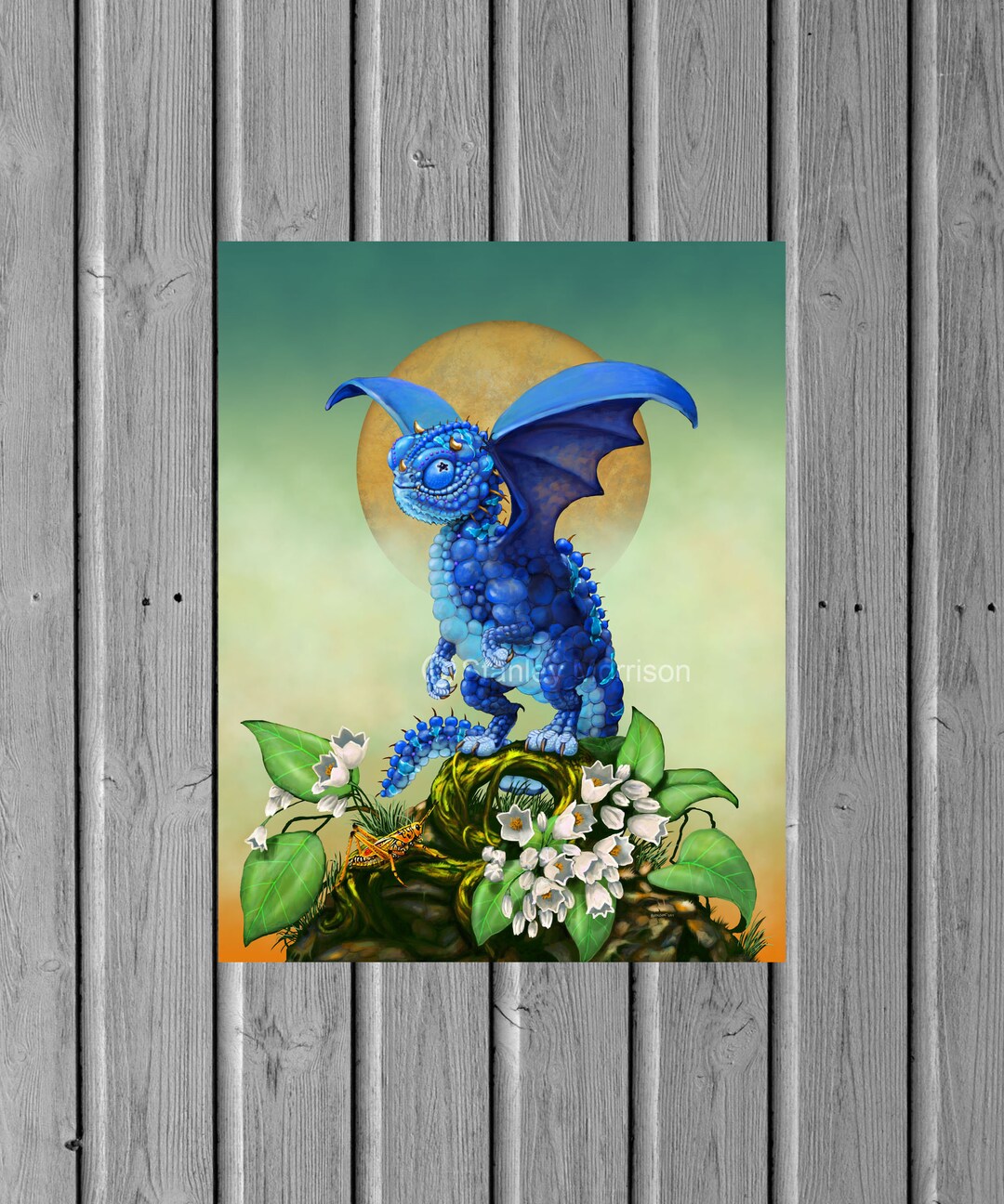 BLUEBERRY DRAGON Print 4x6, 8.5x11, or 11x14 - Etsy