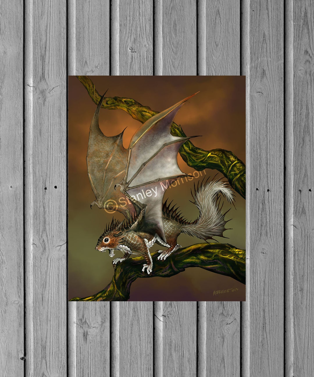 SQUIRREL DRAGON Print 4x6, 8.5x11, or 11x14, Dragon Art, Dragon Poster ...
