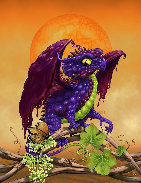 Grape Jelly Dragon Print 4x68.5x11 or 11x14 Dragon Art - Etsy Canada