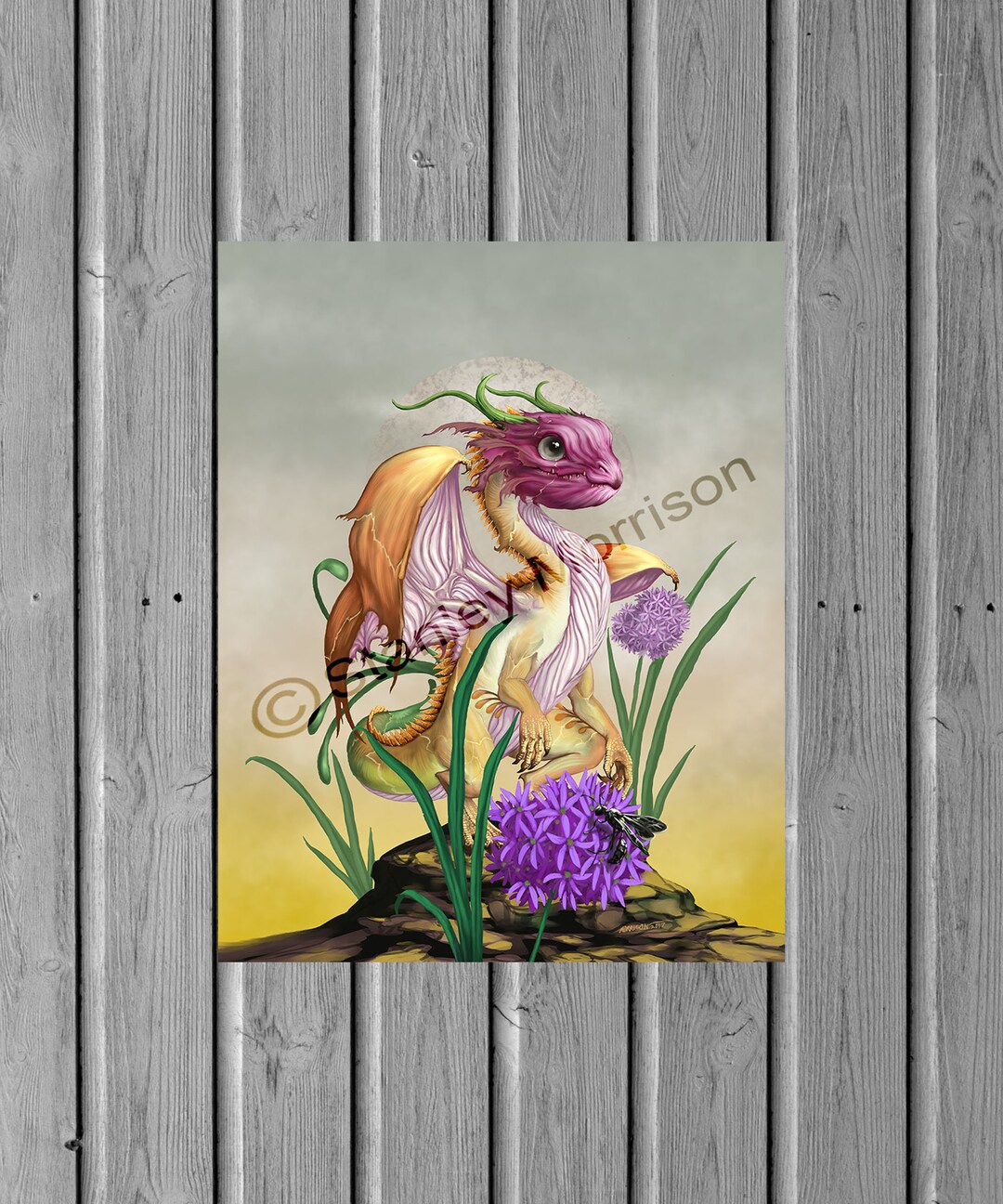 ONION DRAGON Print 4x6, 8.5x11, or 11x14, Dragon Art, Dragon Poster ...