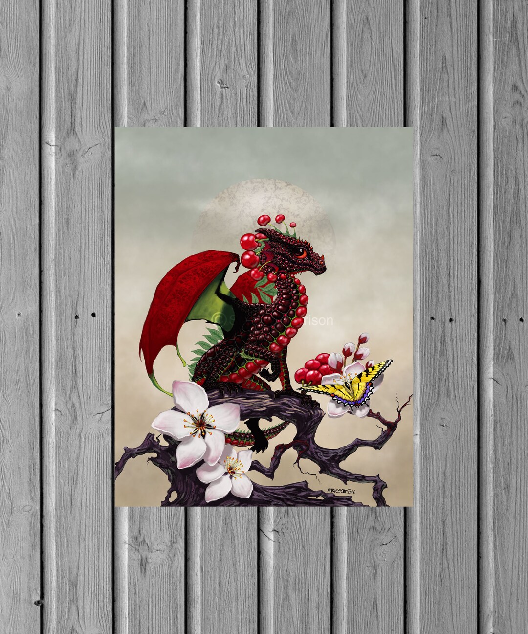Cherry Dragon Art Print, Whimsical Kitchen or Kids Room Decor - Etsy