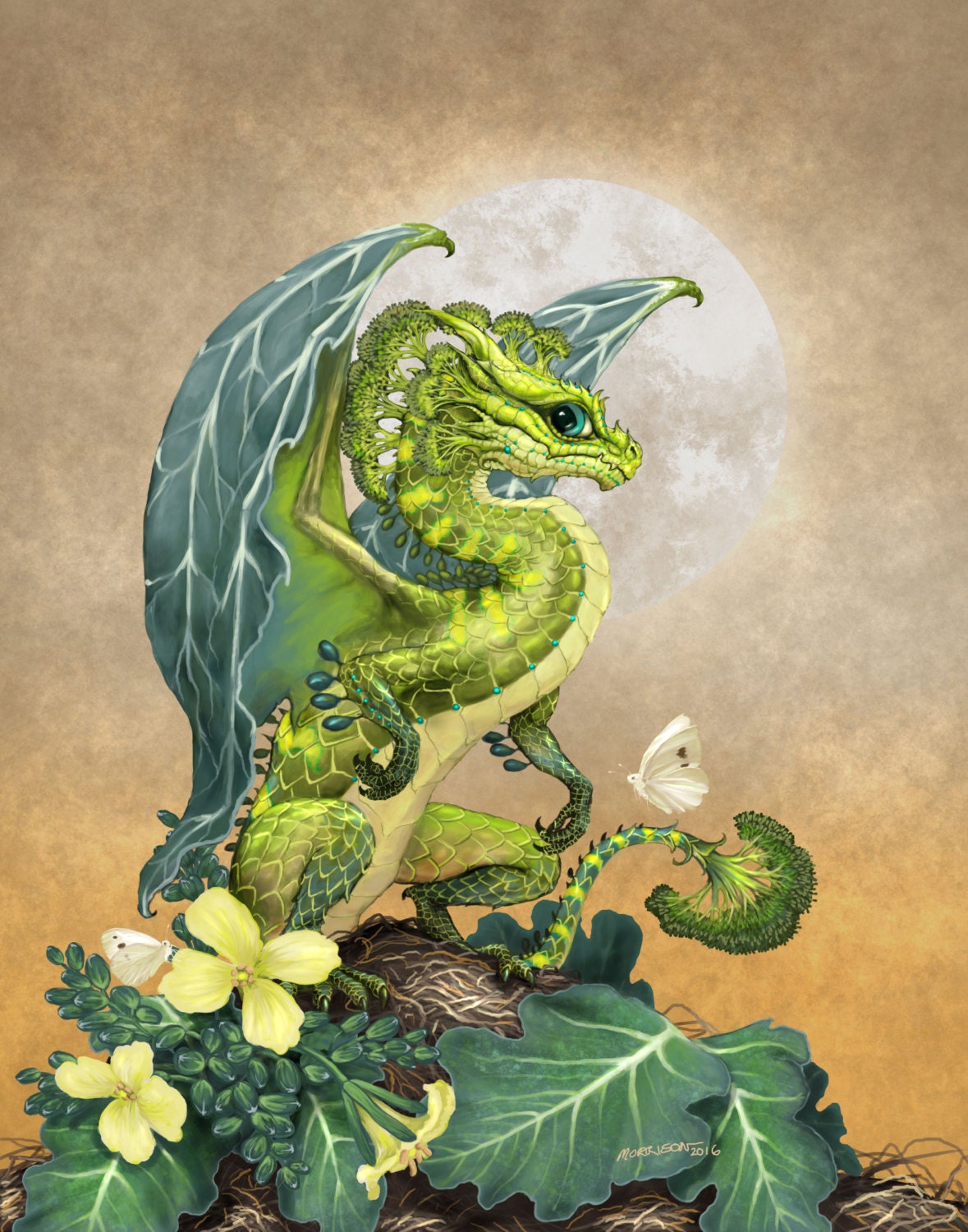 BROCCOLI DRAGON Print 4x68.5x11or 11x14 Dragon Art Dragon | Etsy