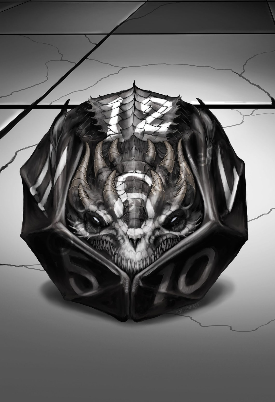 D12 DRAGON Gaming Dice Print 4x6 8.5x11 11x14 Game Room | Etsy