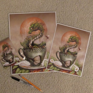 TEA DRAGON Print 4x6, 8.5x11, or 11x14, Dragon Art, Dragon Poster ...