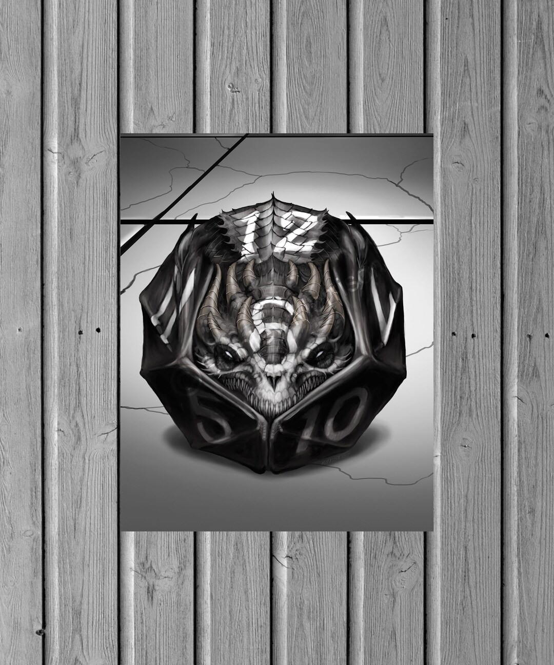 D12 DRAGON Gaming Dice Print, 4x6, 8.5x11, 11x14, Game Room Decor, Dice ...
