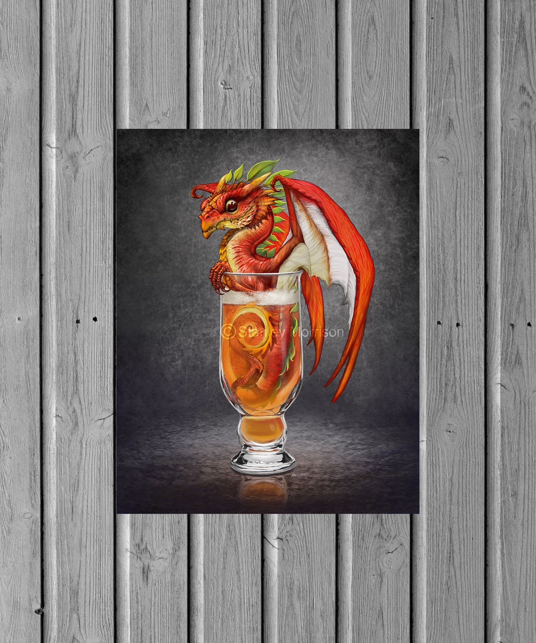 CIDER DRAGON Print 4x6, 8.5x11, or 11x14, Dragon Art, Dragon Poster ...