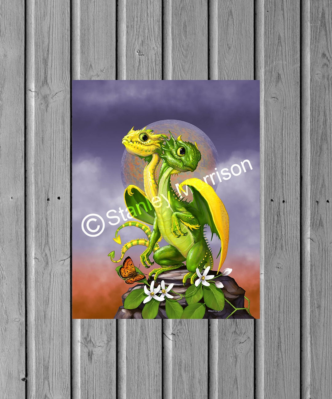LEMON LIME DRAGON Print 4x6, 8.5x11, or 11x14, Dragon Art, Dragon ...