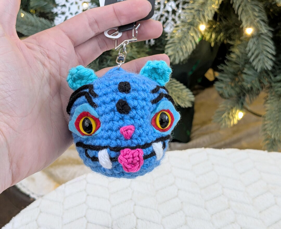 Handmade Crochet Derpy Tiger Bag Charm Keychain - Etsy