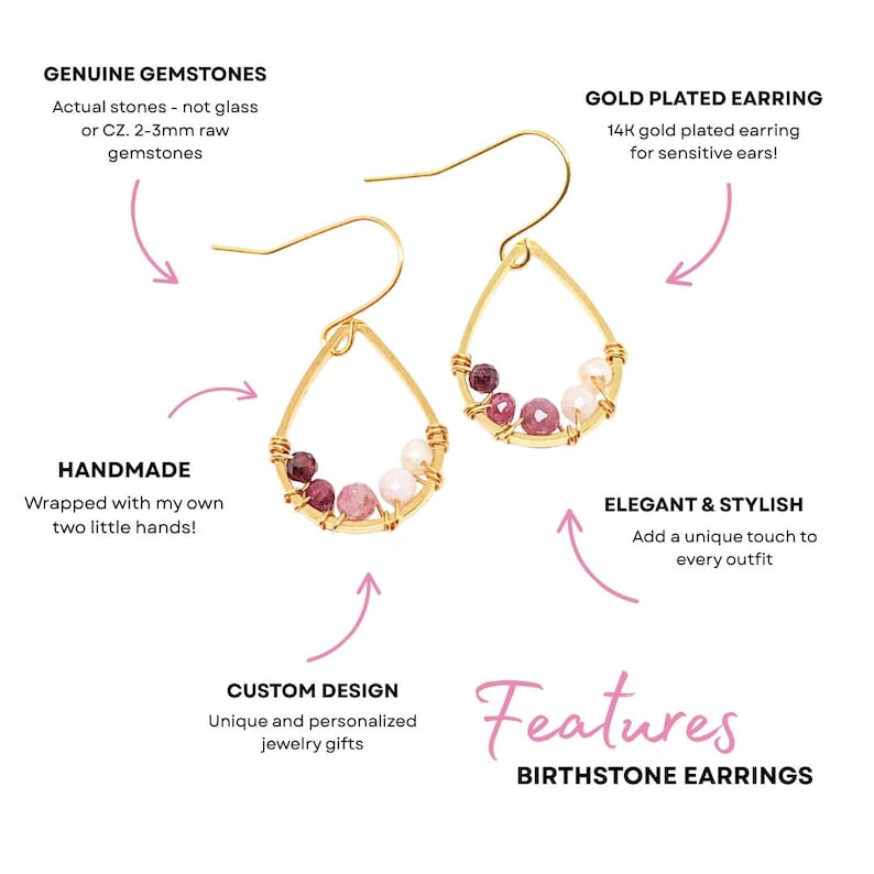 Personalized Birthstone Earring Family Jewelry for Wife Custom Name ...