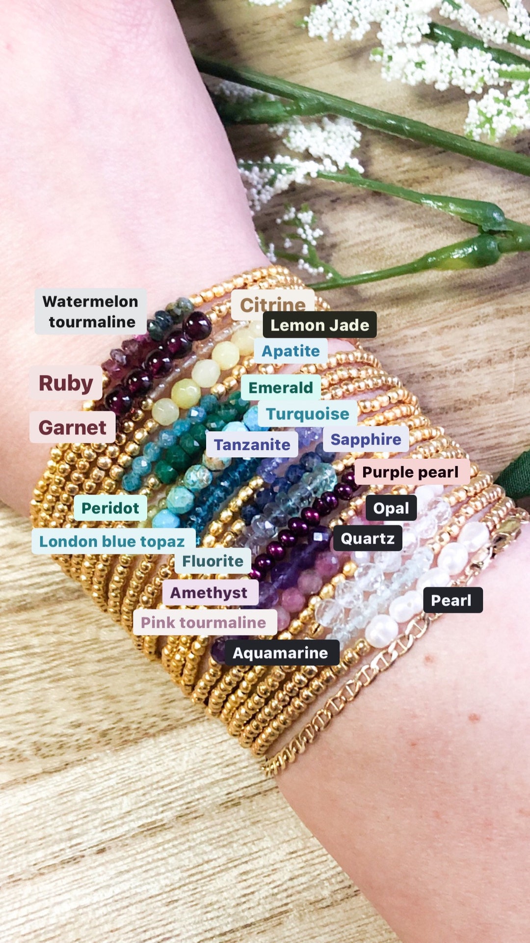 REAL Birthstone Bracelet Custom Jewelry Mommy to Be Gift Under 50 ...