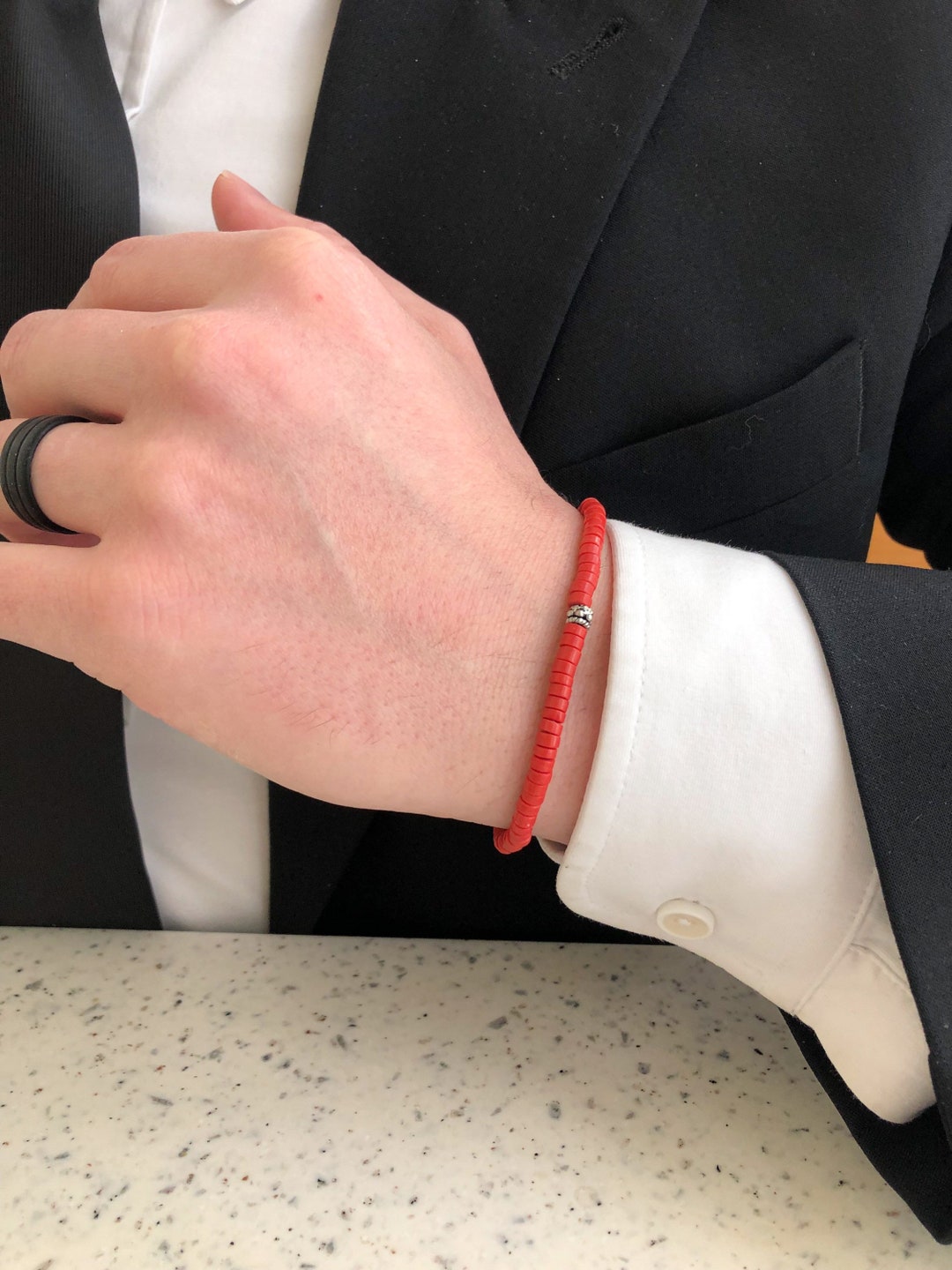 Coral Bracelet Bead. Man Bracelet. Gift for Him. Gemstone Bracelet ...