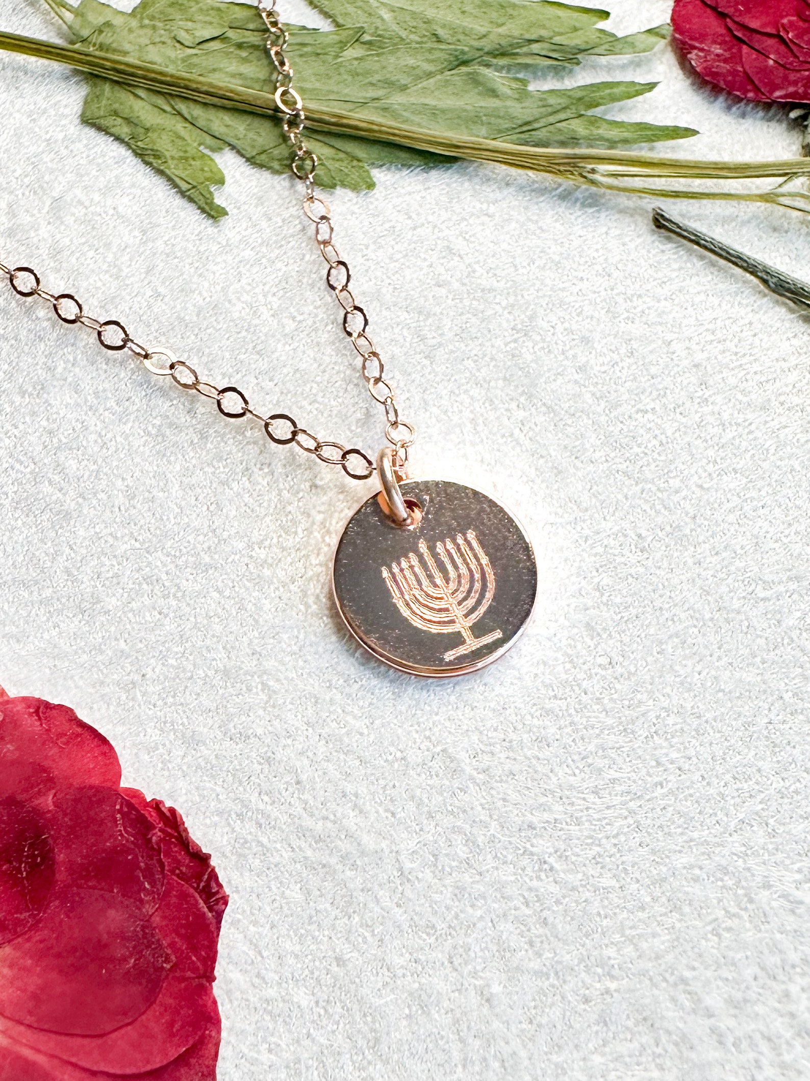 Menorah Necklace Rose Gold Hanukkah Necklace for Daughter Menorah ...