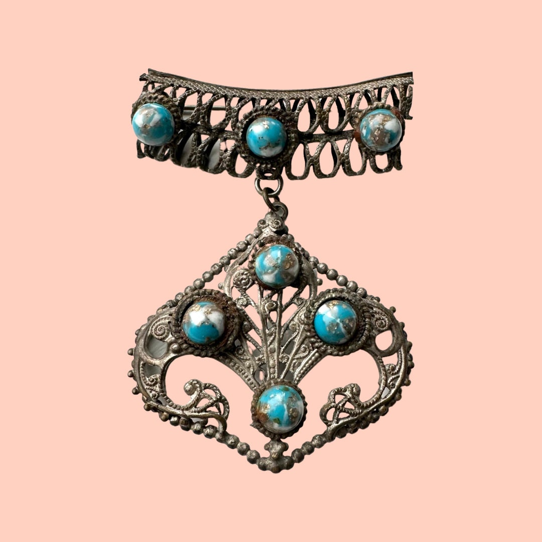 Vintage Turquoise Pin - Etsy