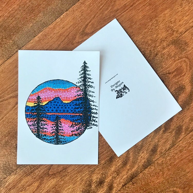 Tahoe Sunset - Reproduction of Original Acrylic Stipple Painting 5x7 - Etsy