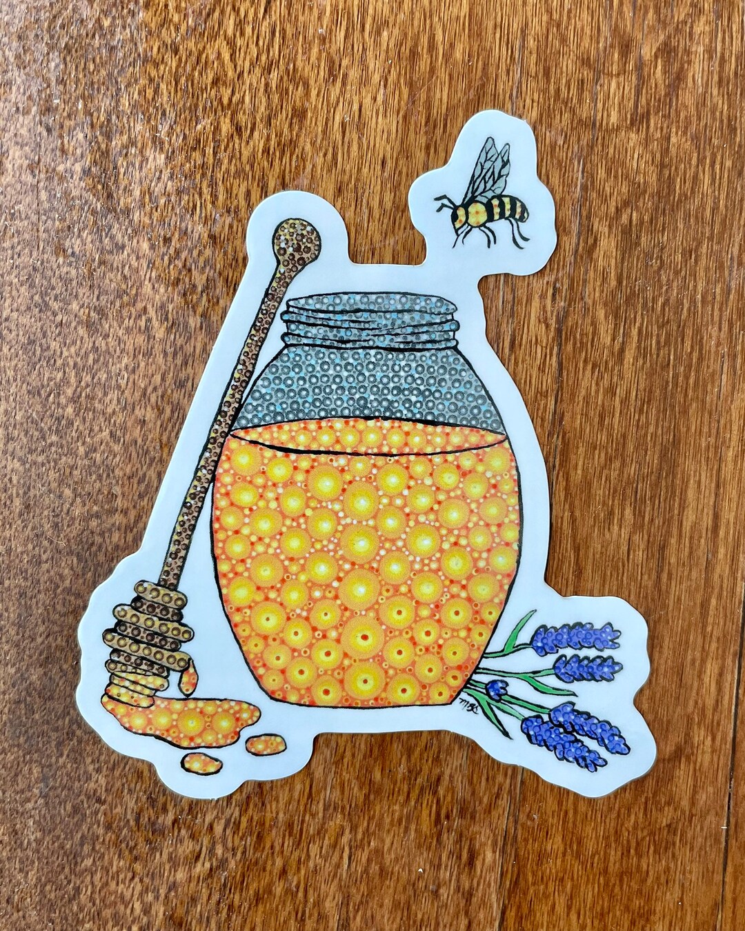 Honey Pot Die Cut Sticker - Reproduction of Original Acrylic Stipple ...