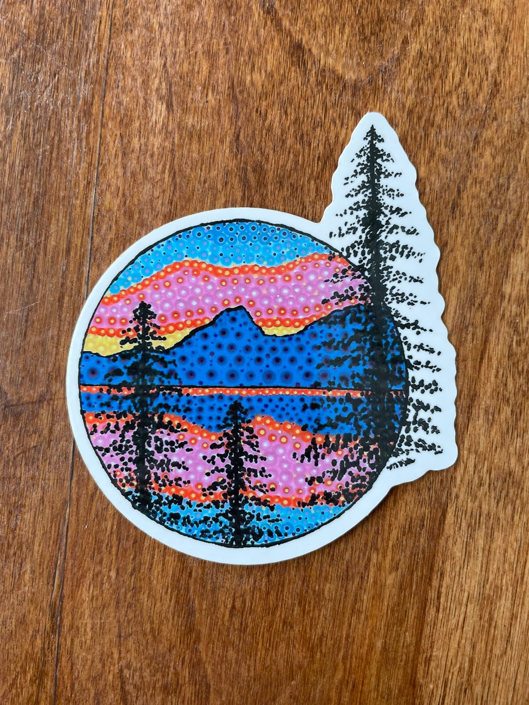 Tahoe Sunset Die-cut Sticker - Reproduction of Original Acrylic Stipple ...