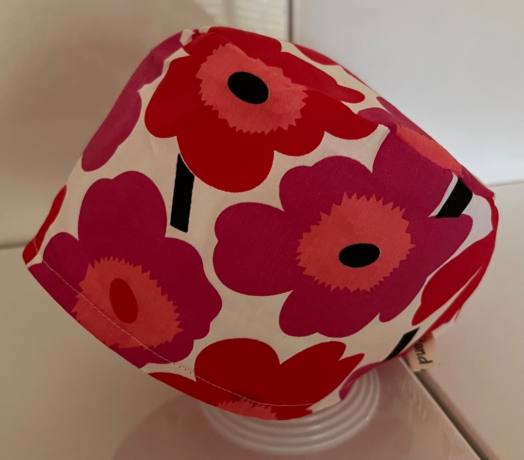 Bright Pink and Red Poppies Handmade Scrub Hat Scrub Cap - Etsy