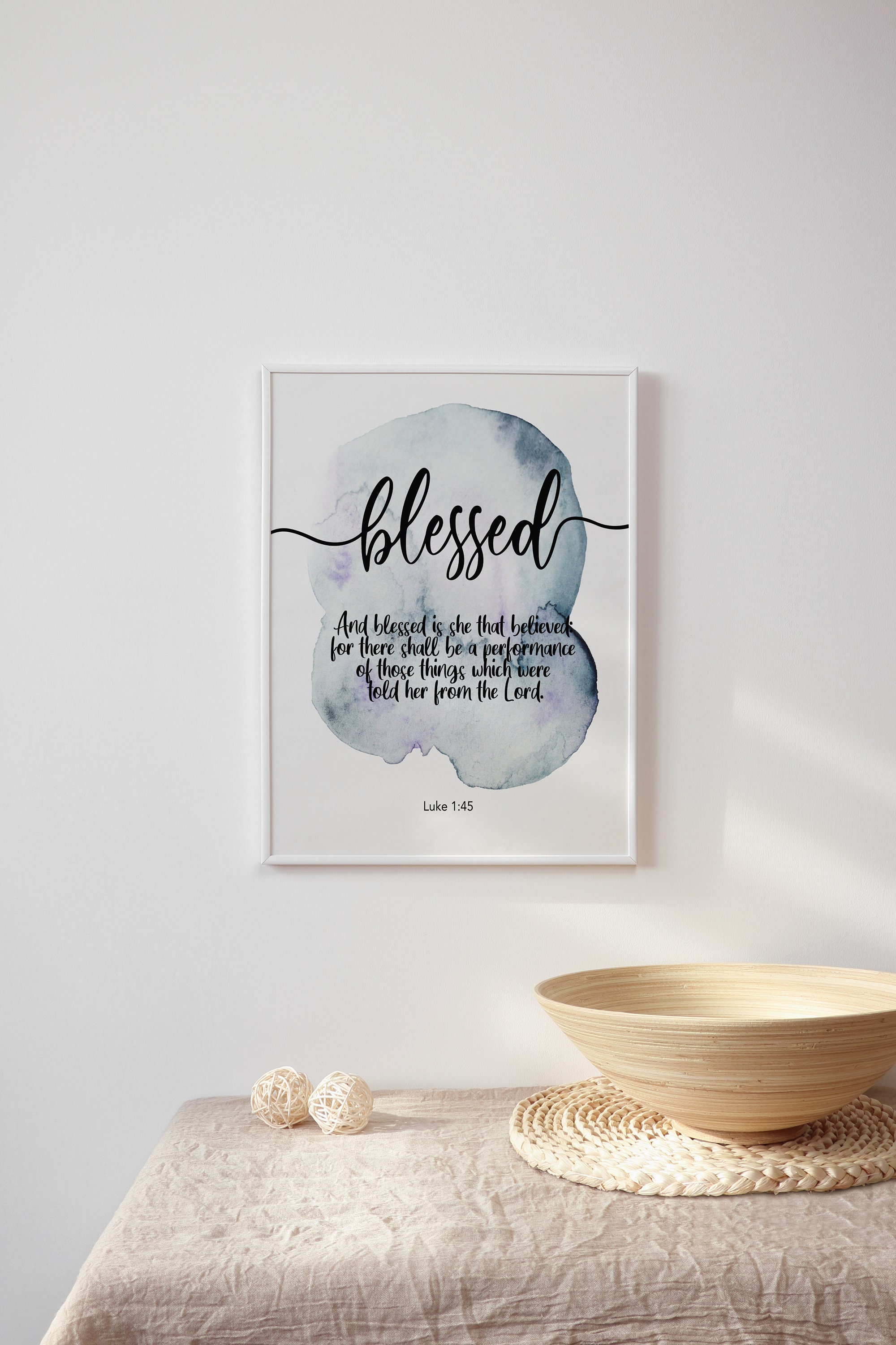 Luke 1:45 KJV Blessed Abstract Wall Art Print Calligraphy Bible Verses ...