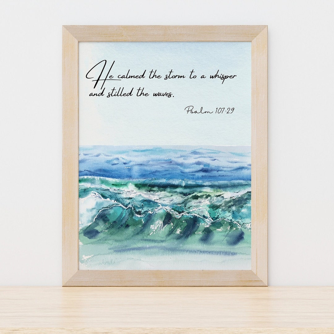 Blue Ocean Waves Wall Art Scripture Art Print Psalm - Etsy