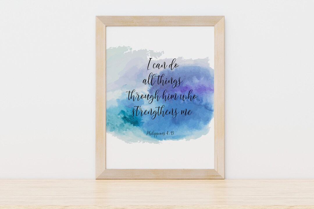 Philippians 4:13 | Calligraphy Bible Verses | Abstract Watercolor Print ...