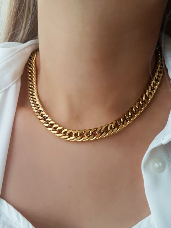 Collier Monica Collier court grosse maille en acier | Etsy France