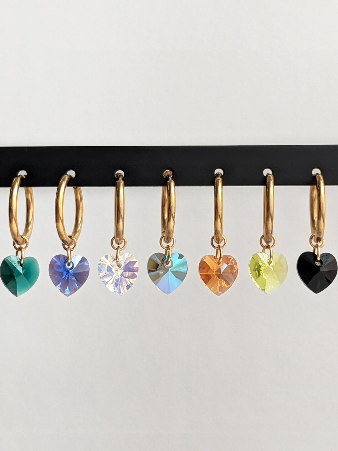 Cristal Heart Candy Single Huggies. Stainless Steel Heart - Etsy