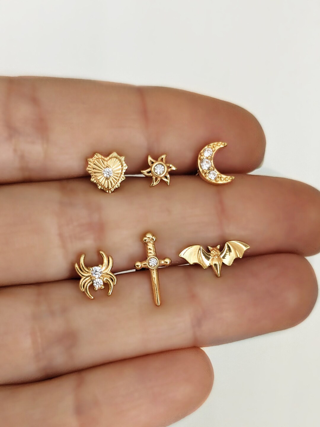 Sword Bat Spider Sun Moon Heart Piercing . Helix Tragus Lobe - Etsy