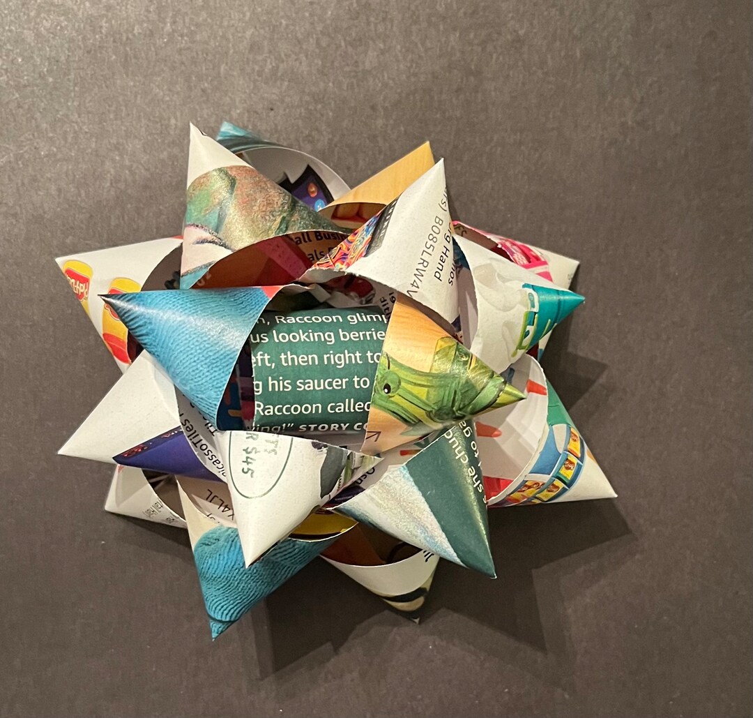 Set of 6 (six) Recycled Paper Gift Bows, All Occasions, Gift Wrapping ...