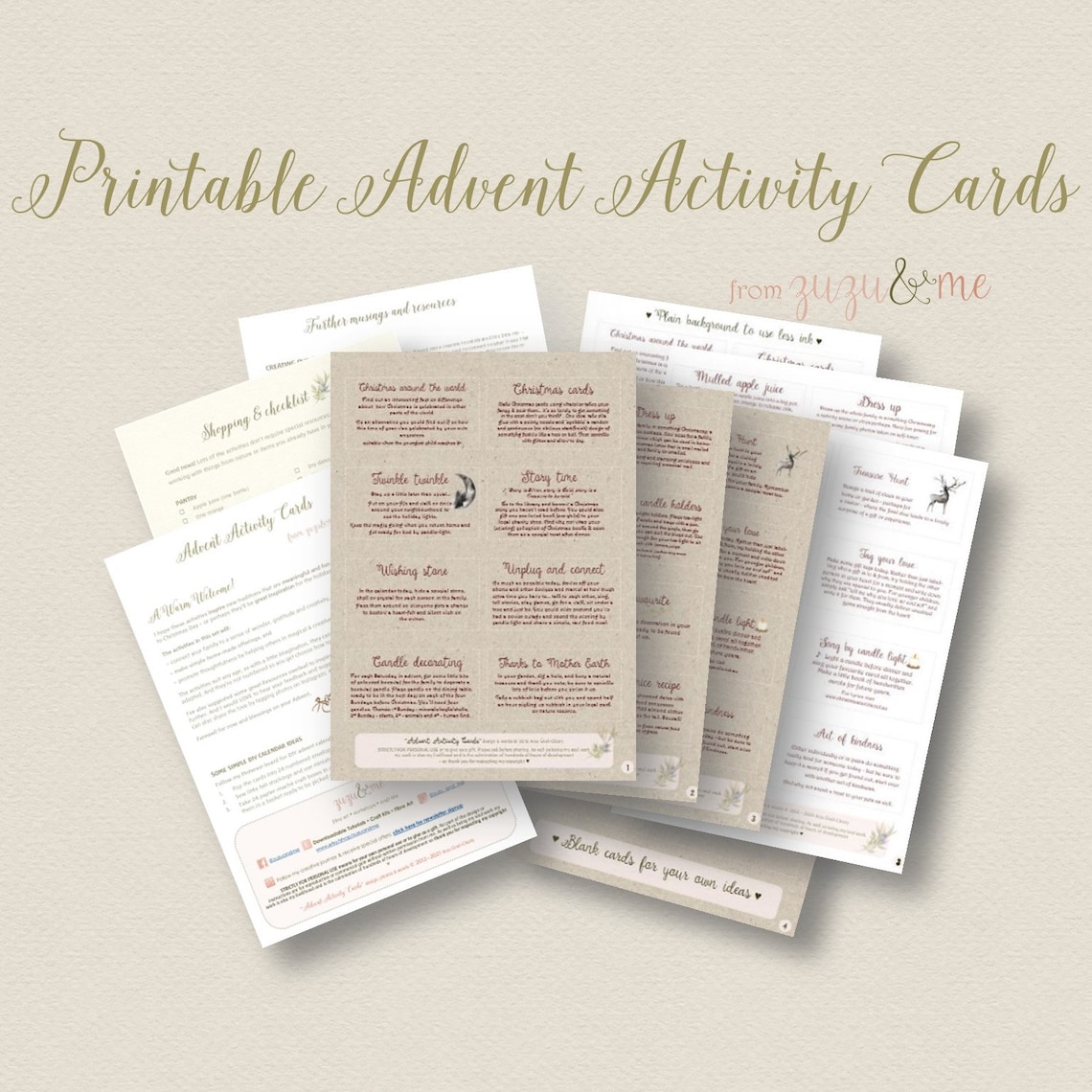 Printable Advent Calendar Activities 24 Cards Holiday | Etsy