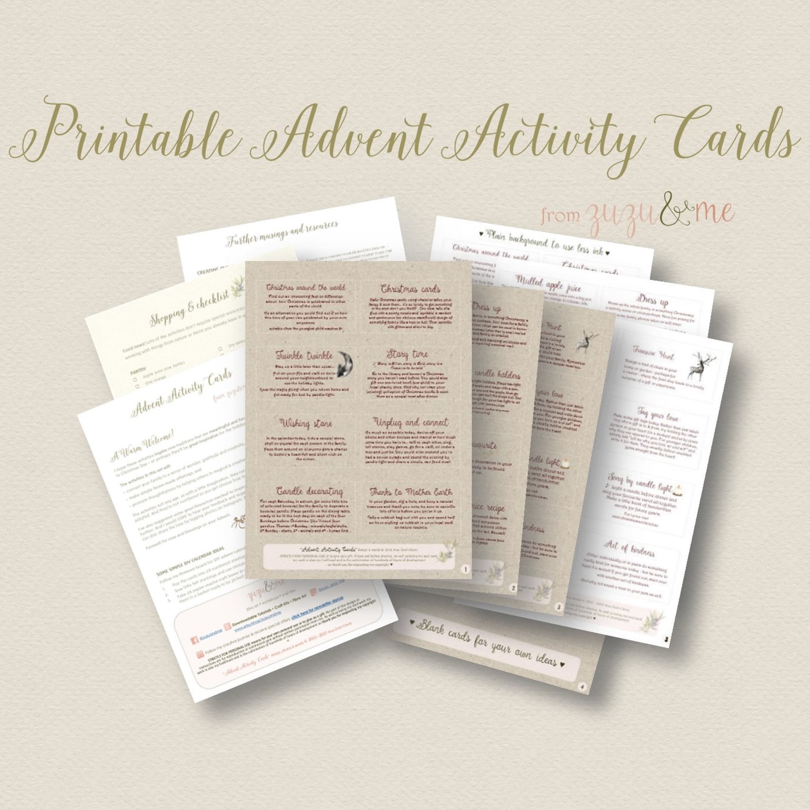 Printable Advent Calendar Activities ** 24 Cards ** Holiday Activity ...