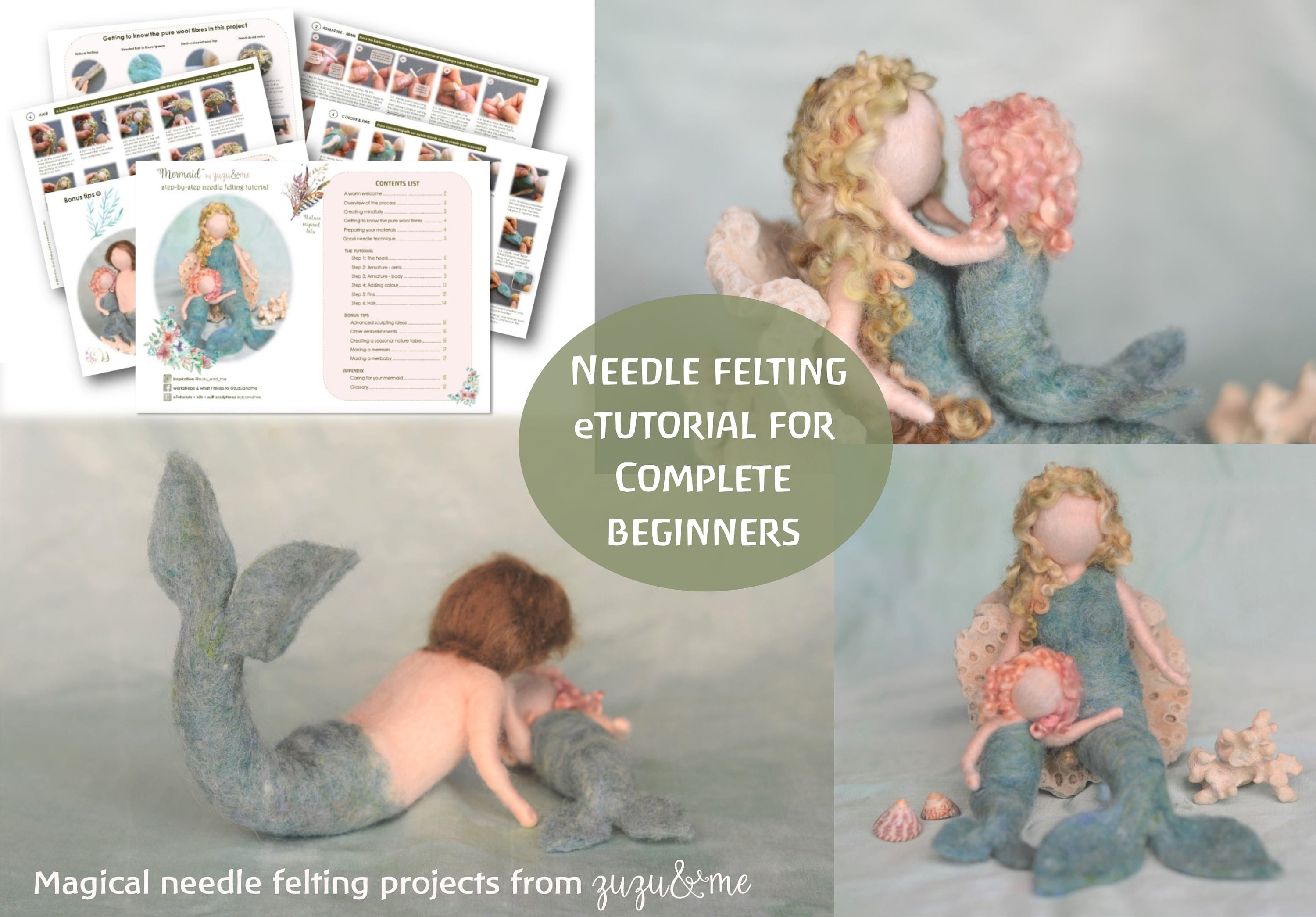 Mermaid PDF Download ** Needle Felted Mermaid Pattern ** Bonus FREE ...
