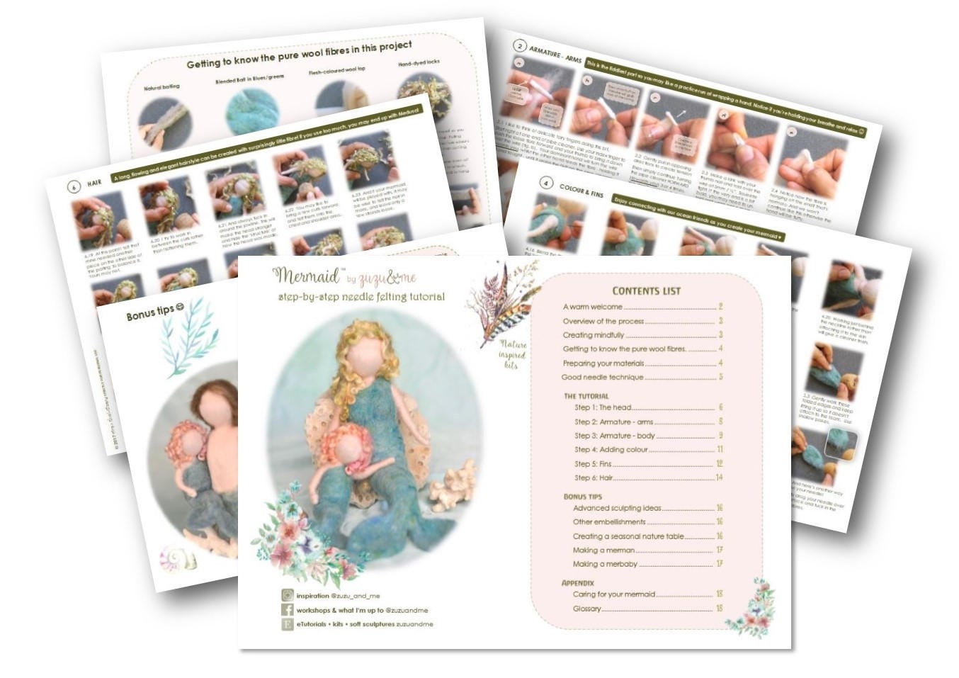 Needle Felted Mermaid Etutorial Pattern and Bonus FREE Seaweed | Etsy