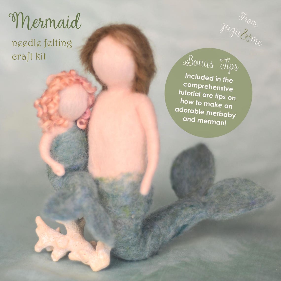 Needle Felted Mermaid Etutorial Pattern and Bonus FREE Seaweed Pattern ...