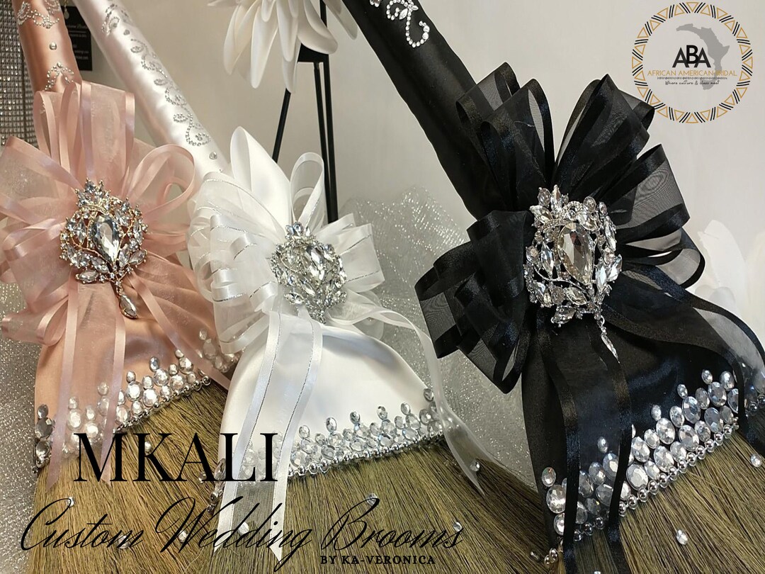 MKALI Wedding Jumping Broom: 36" Rhinestone Bridal Satin Handle - Etsy