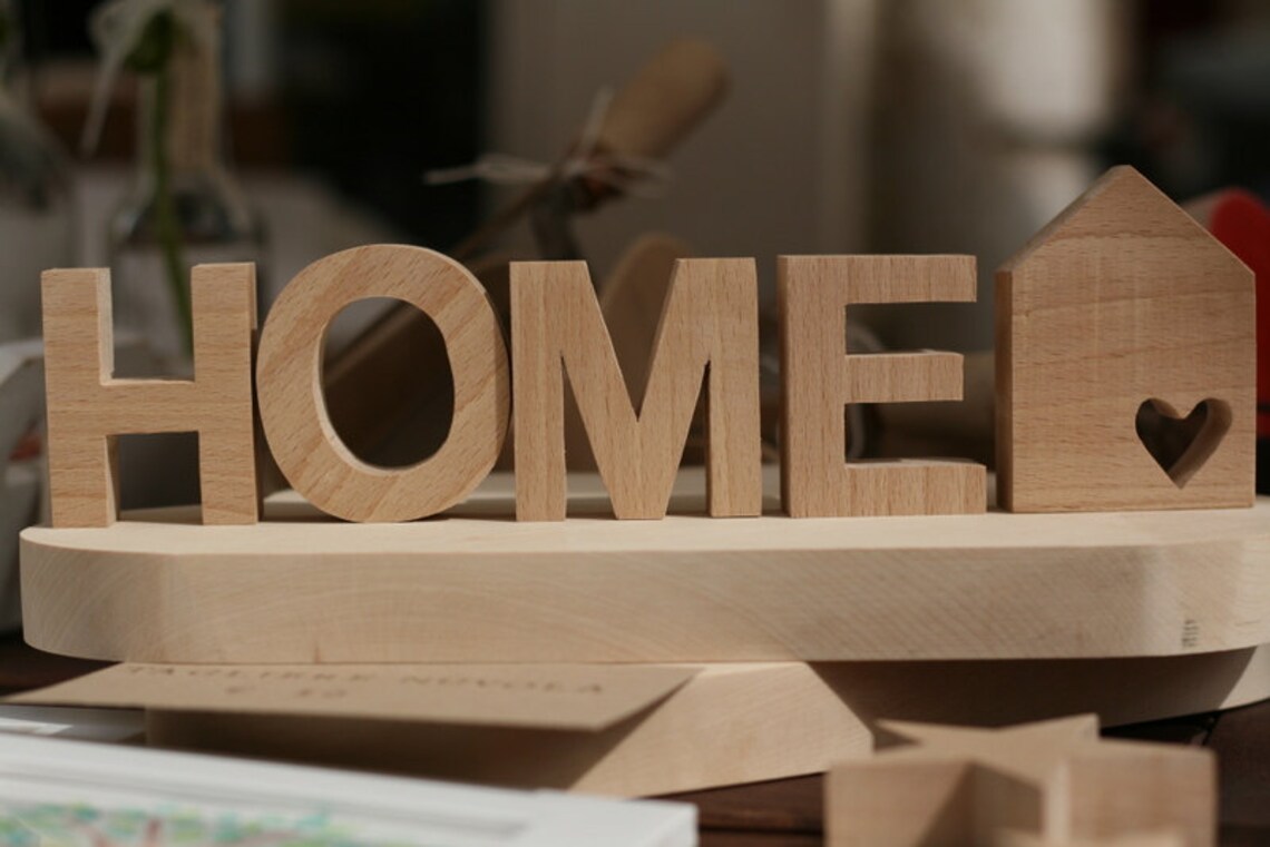 Scritta HOME in legno e casetta con cuore - Etsy Italia