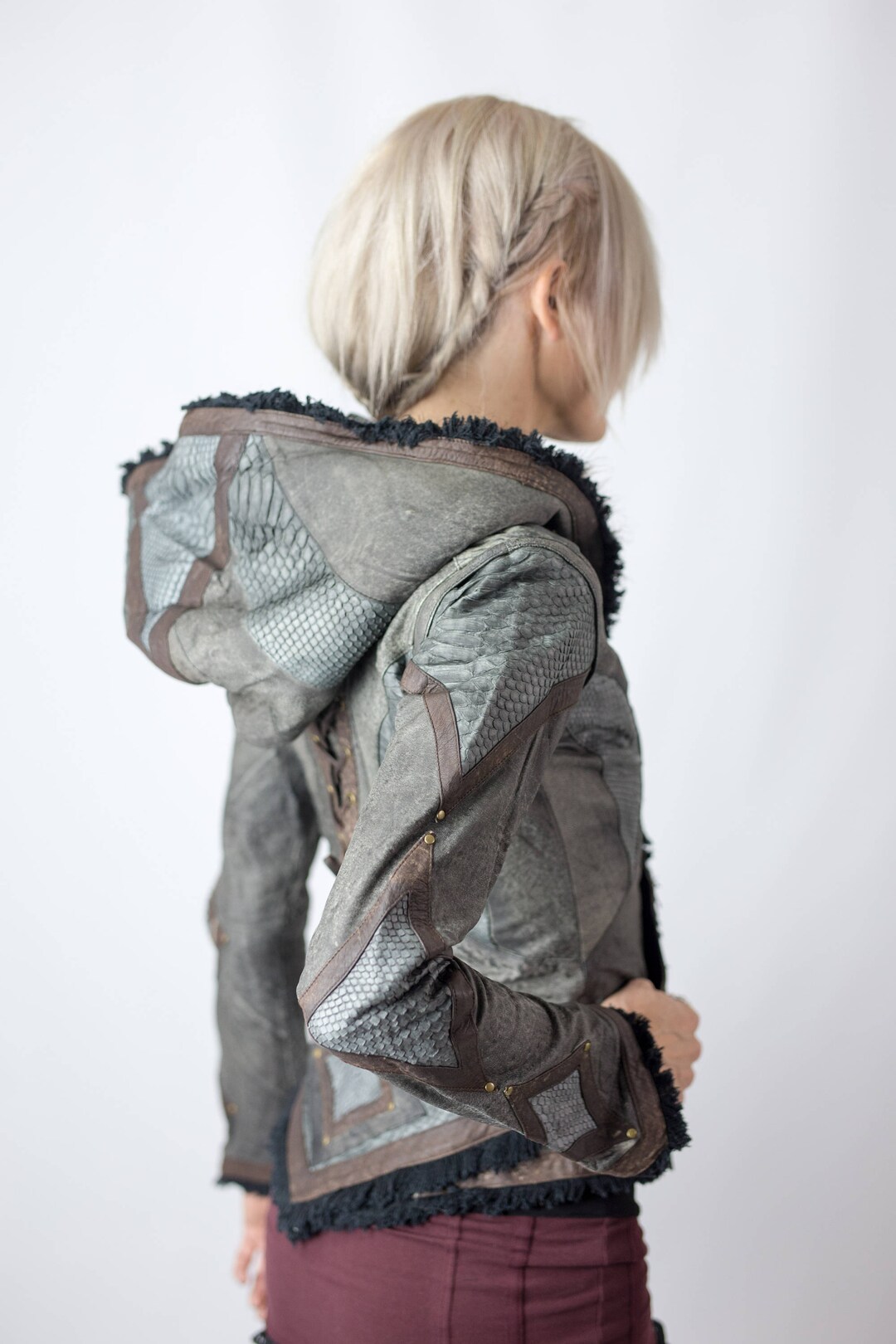 Women's Victory Python Edition Leather Hooded Jacket - Etsy