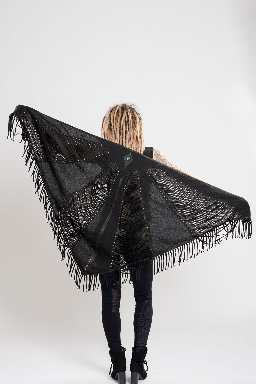 Remnance Leather and Crushed Cotton Shawl/labradorite Inlay - Etsy