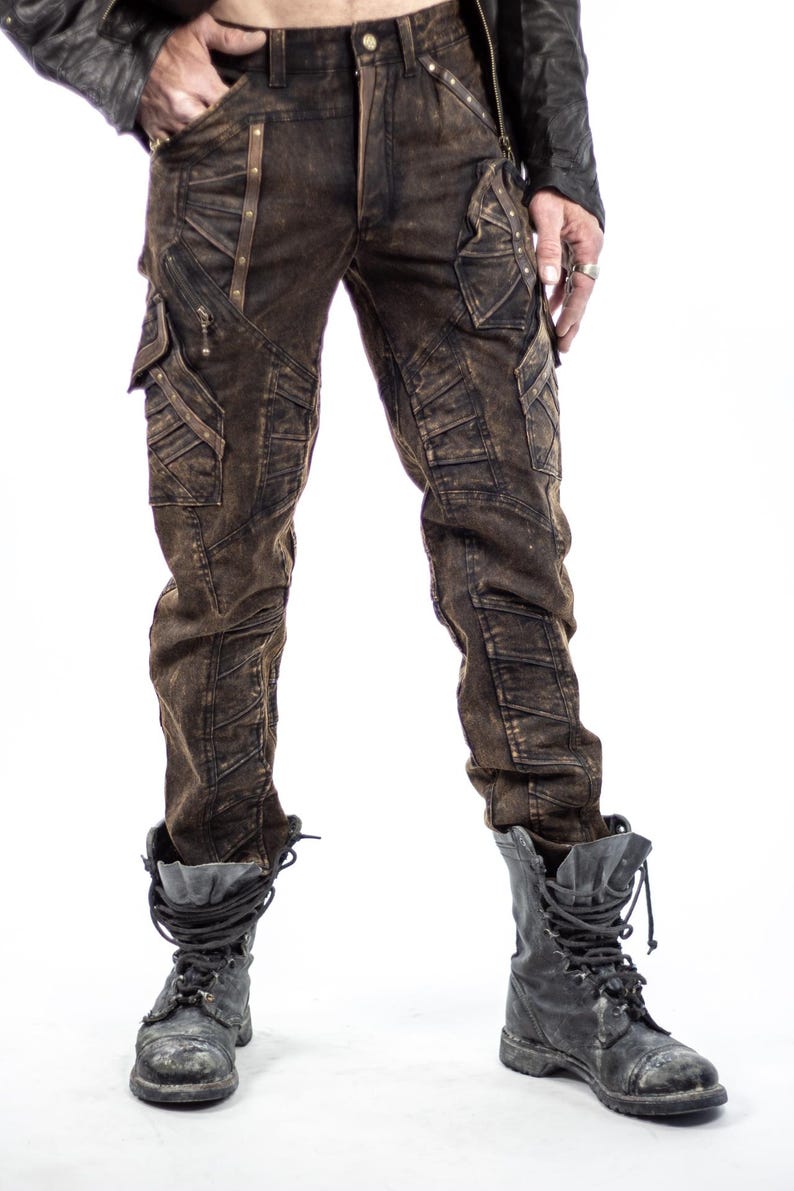 Men's Chisel Organic Stretch Denim/leather Pants | Burner Pants | Men's ...