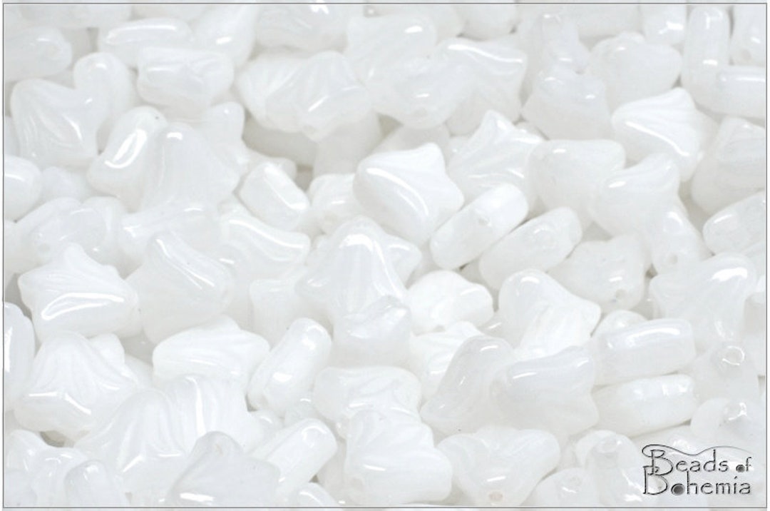 12 Pcs Alabaster White Czech Glass Lily Flower Beads 9x9mm (13811) - Etsy