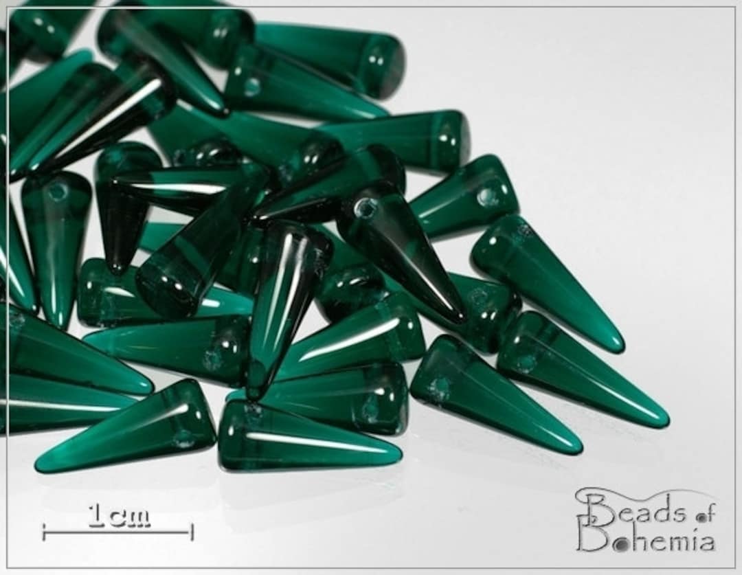 10 piezas Emerald Czech Glass Spike Beads 13x5mm 6992 - Etsy España