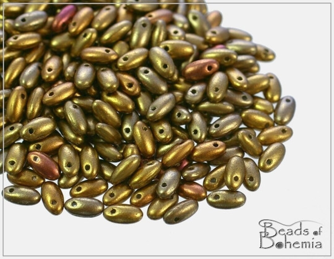 10 G Silky Metallic Gold Rainbow Czech RIZO Beads 6x2,5 Mm (7928) - Etsy