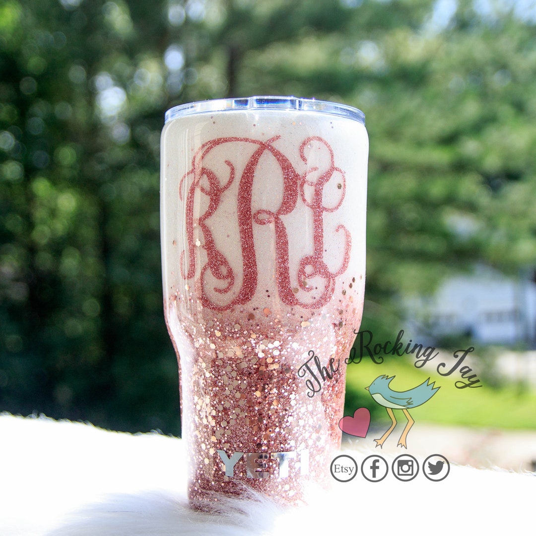 Glitter Tumbler, Glittered Yeti, Ombre Yeti, Personalized Yeti, White ...