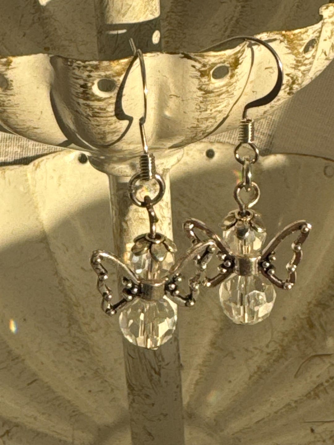 Handmade Holiday Sparkle Silver Angle Dangle Earrings - Etsy