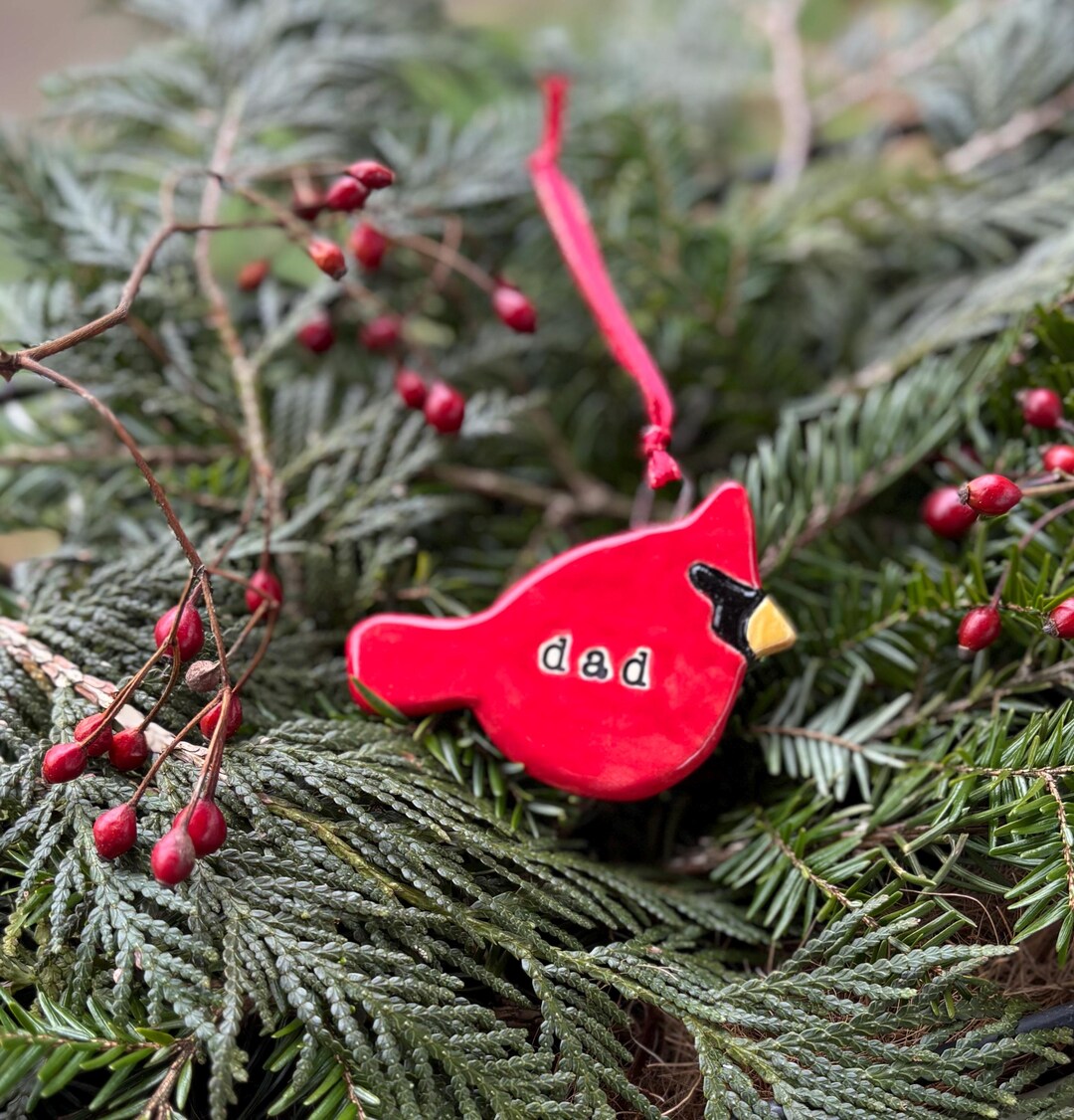 Red Cardinal Dad Ornament Handmade Pottery Ceramic - Etsy