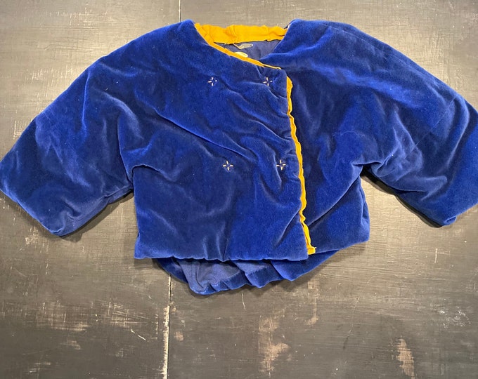Vintage Girls Velvet Navy and Gold Lined Jacket Blazer Size 5/6 - Etsy