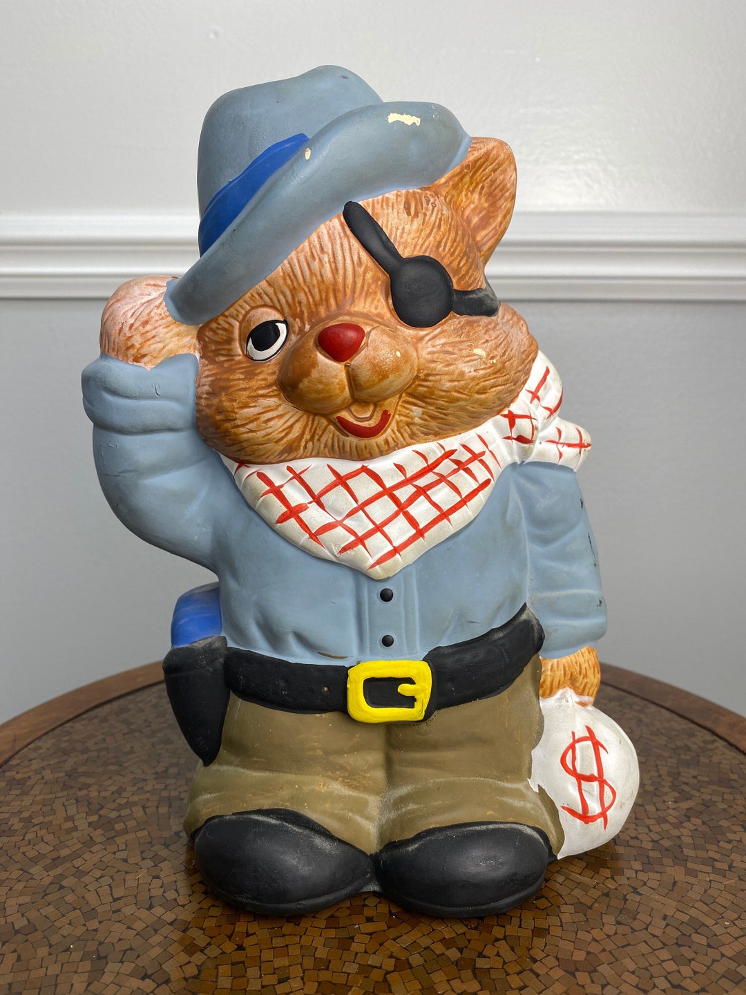 Vintage Chalkware Bear Bank Robber Piggybank - Etsy